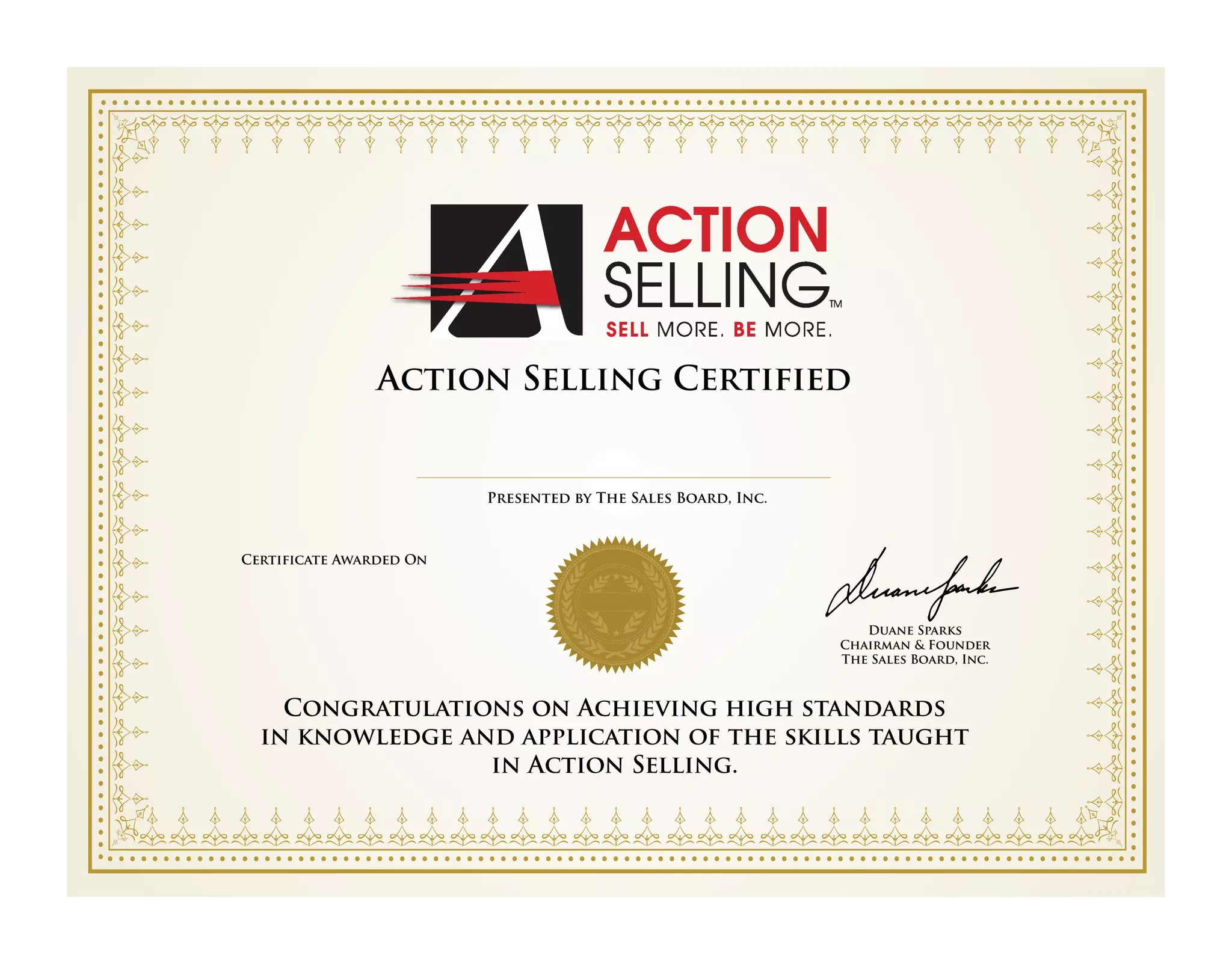 Action Selling certificate | PPT