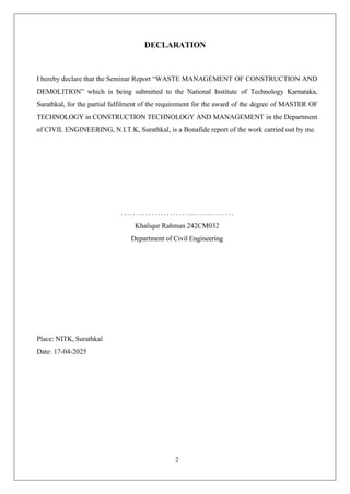 Waste Management of Construction and Demolition | PDF