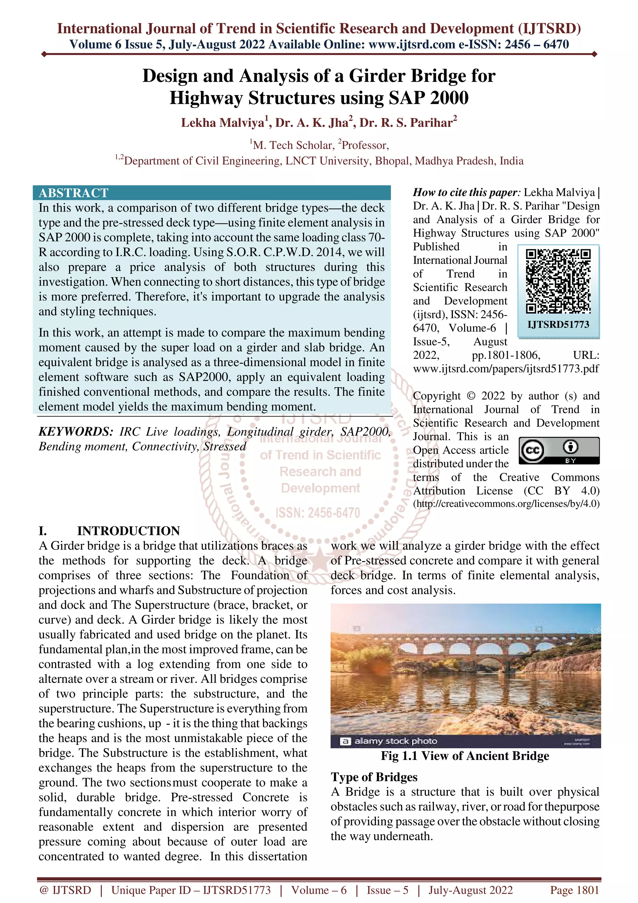 Design and Analysis of a Girder Bridge for Highway Structures using SAP 2000 | PDF | Civil ...