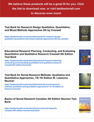 Test Bank for Qualitative Inquiry and Research Design Choosing Among ...