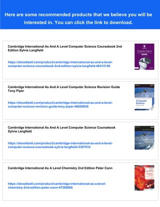 Cambridge International As A Level Computer Science Answers David ...