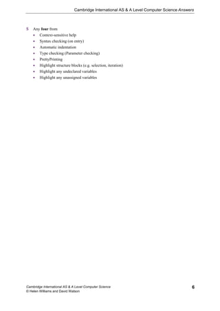 Cambridge International As A Level Computer Science Answers David ...