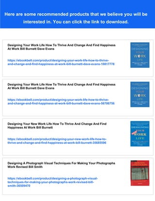 Designing Your Work Life Bill Burnett Dave Evans | PDF