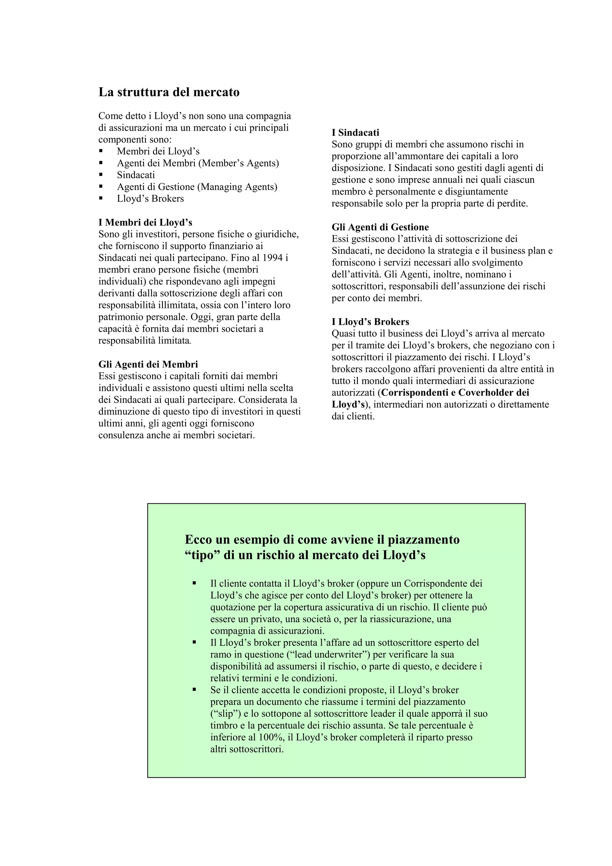 Gli ingranaggi del mercato dei Lloyd's | PDF