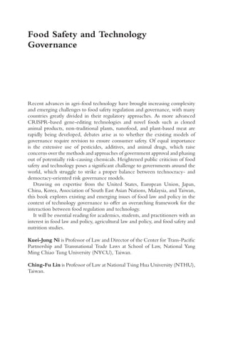 Food Safety And Technology Governance Kueijung Ni Chingfu Lin | PDF