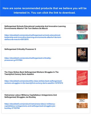 Selforganised Schools Educational Leadership And Innovative Learning ...