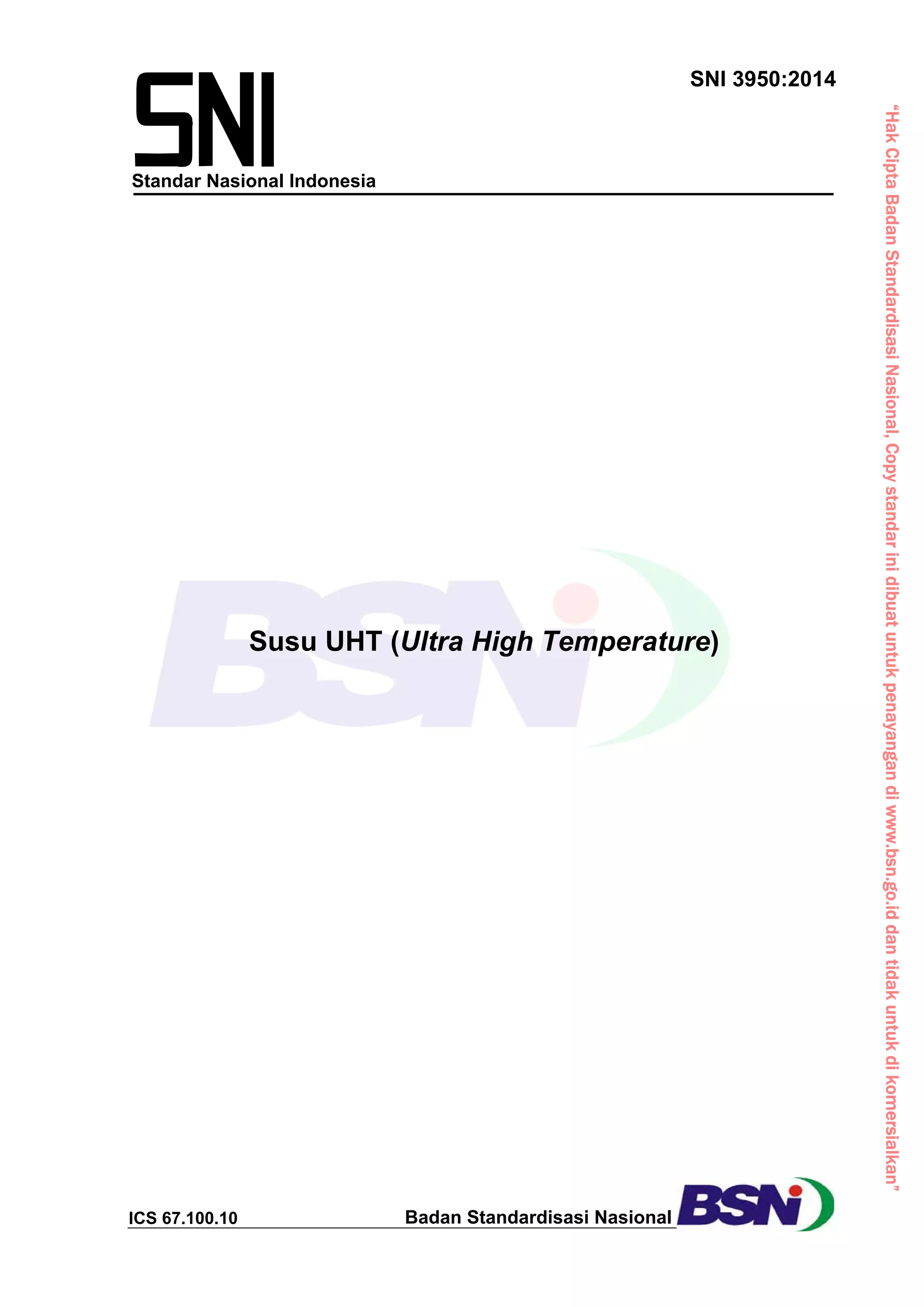 24336 sni 3950-2014 susu uht | PDF