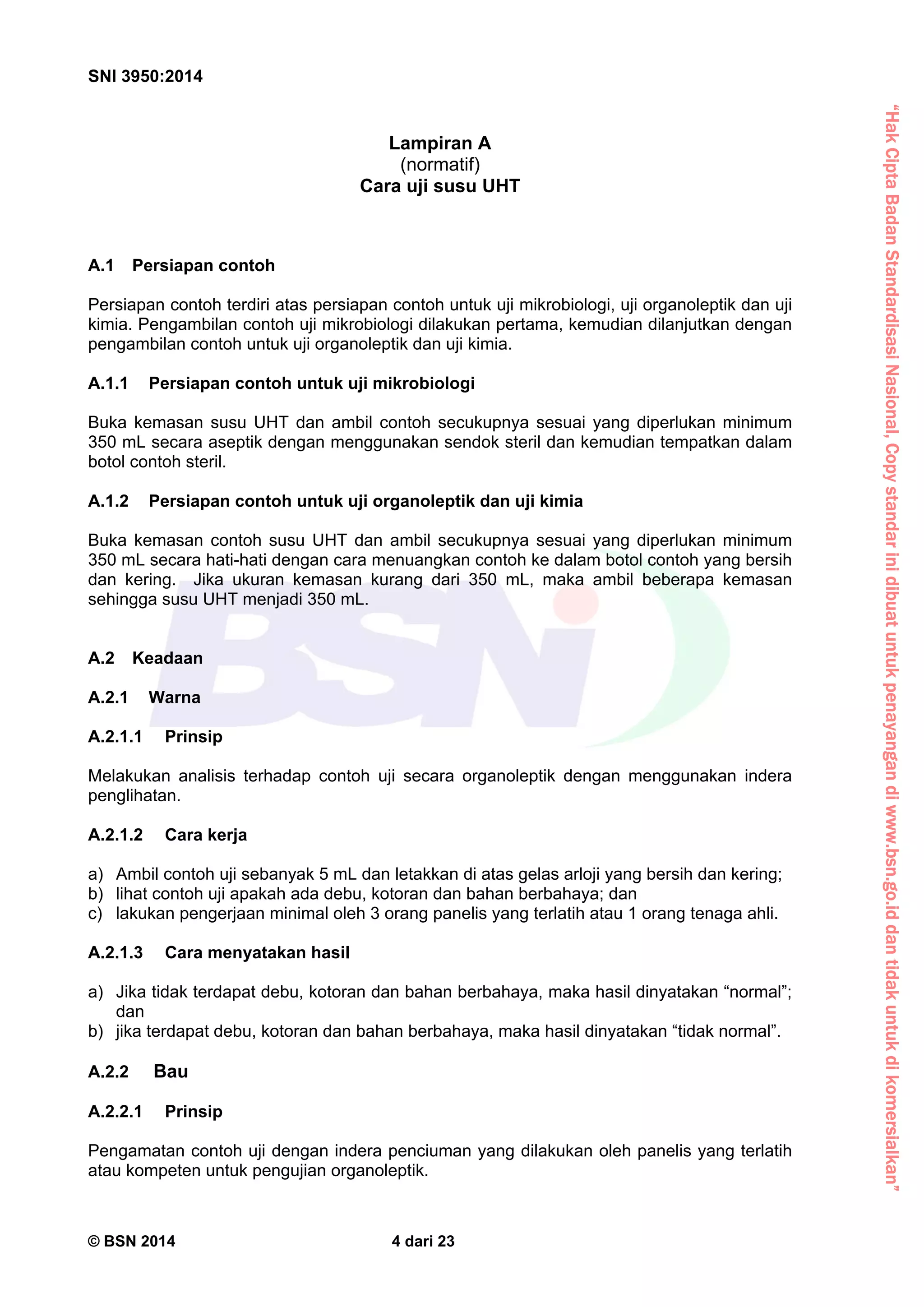 24336 sni 3950-2014 susu uht | PDF