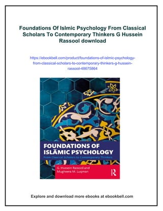 Foundations Of Islmic Psychology From Classical Scholars To ...