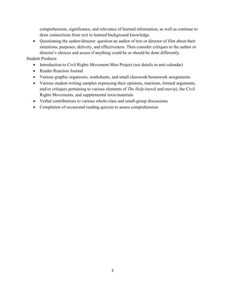 The Help Unit Plan - Tess McNamara | PDF