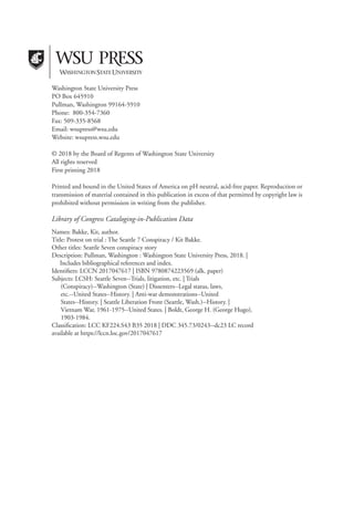 Protest On Trial The Seattle 7 Conspiracy 1st Printing Kit Bakke | PDF