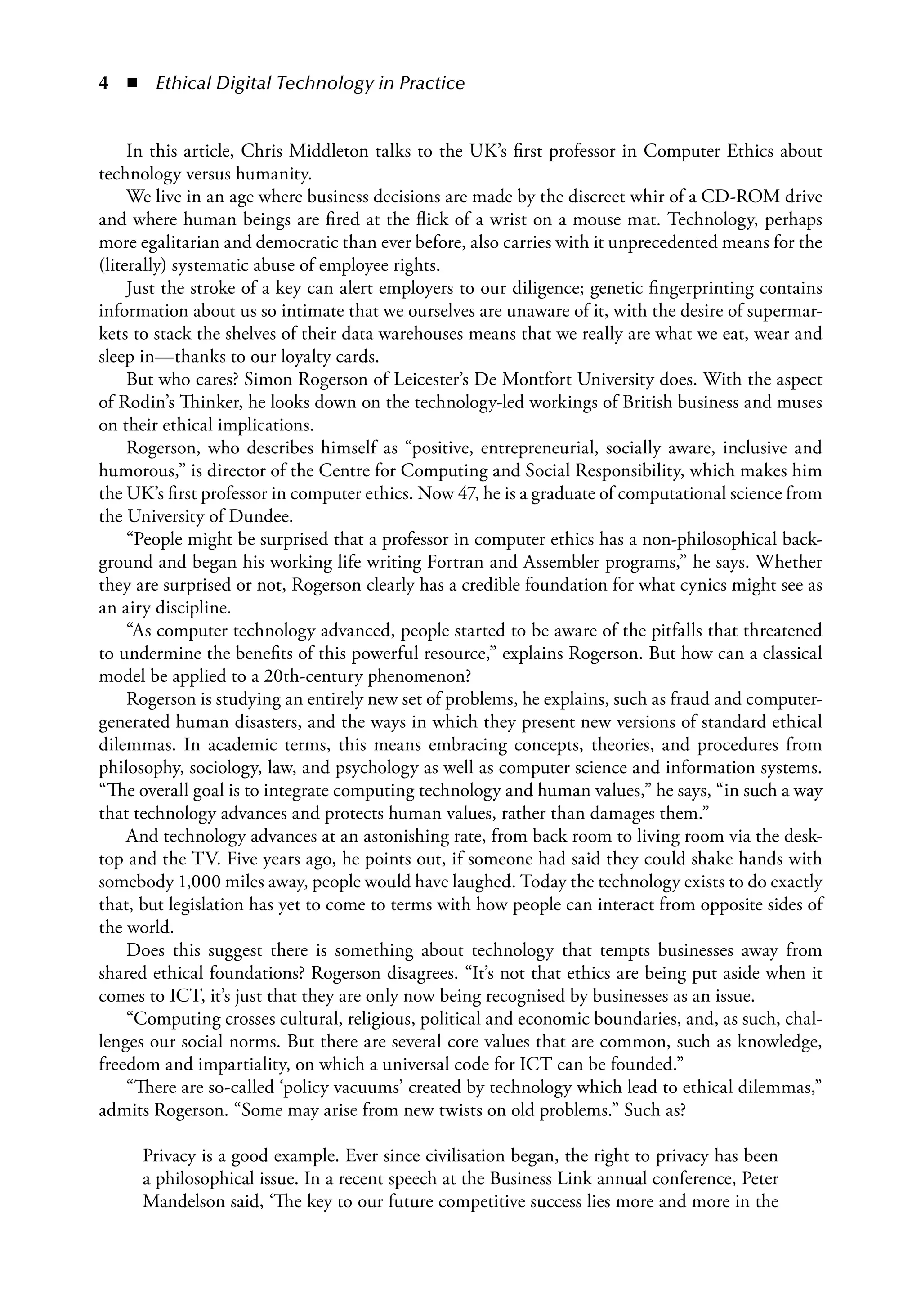 Ethical Digital Technology In Practice Simon Rogerson | PDF