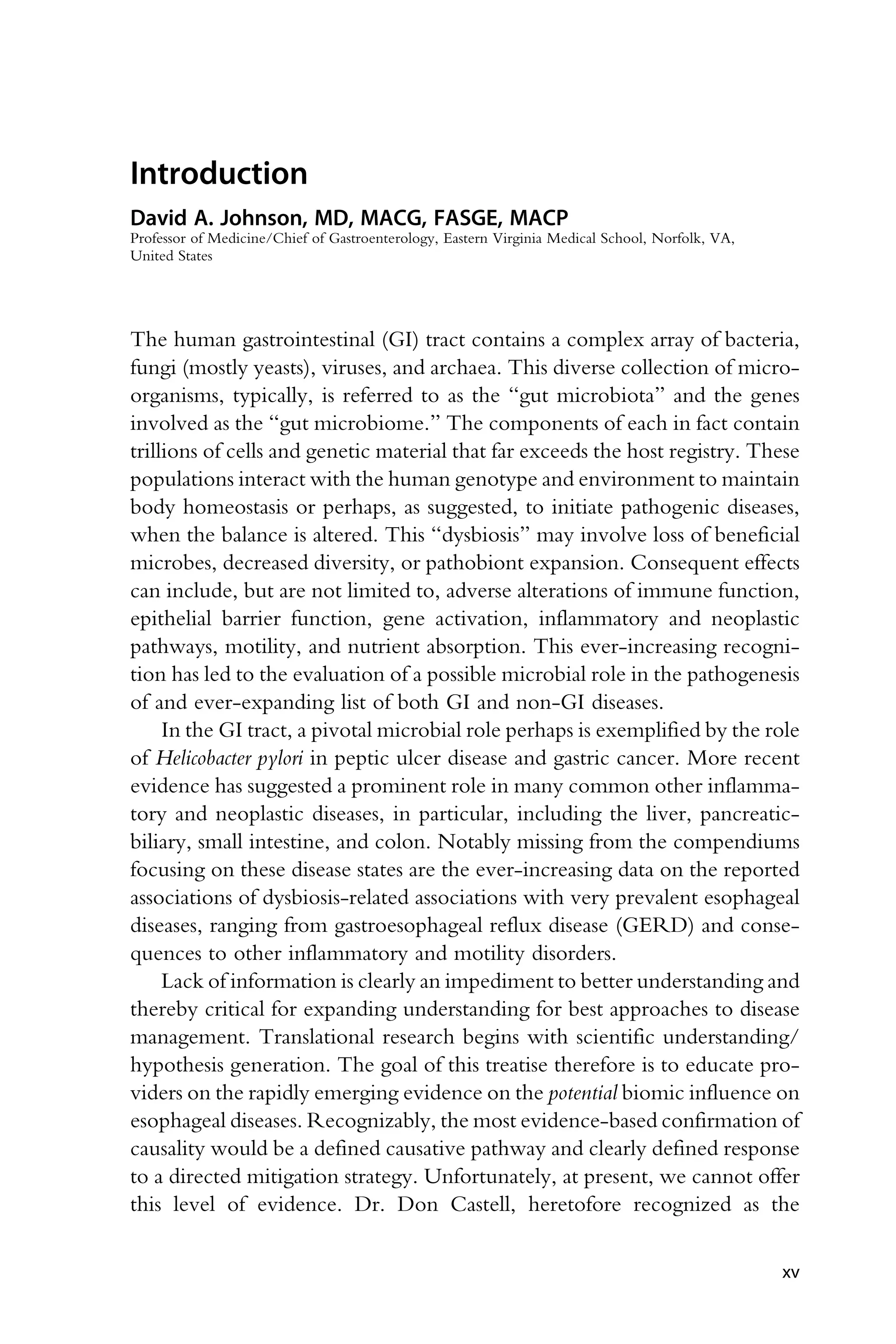 Esophageal Disease And The Role Of The Microbiome David A Johnson | PDF