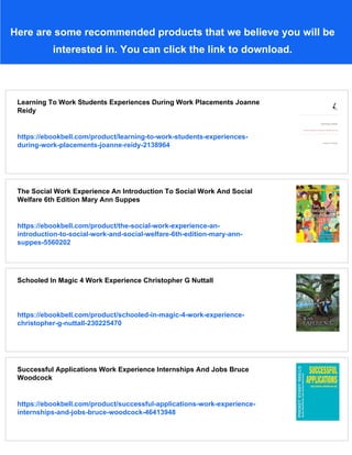 Work Experience Placements And Internships Steve Rook | PDF