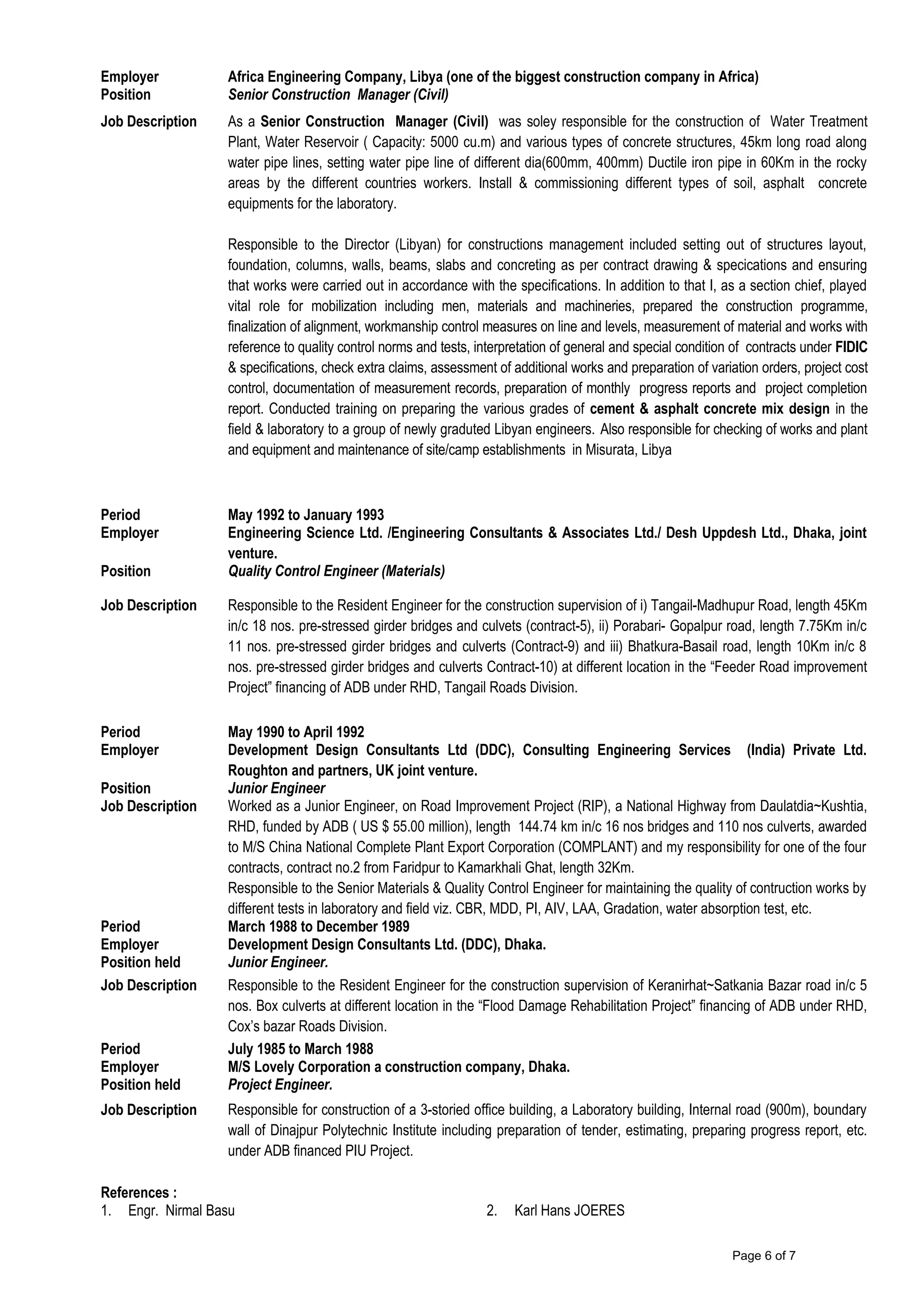 CV of M Saidul Islam.os | Construction Industry | Industries