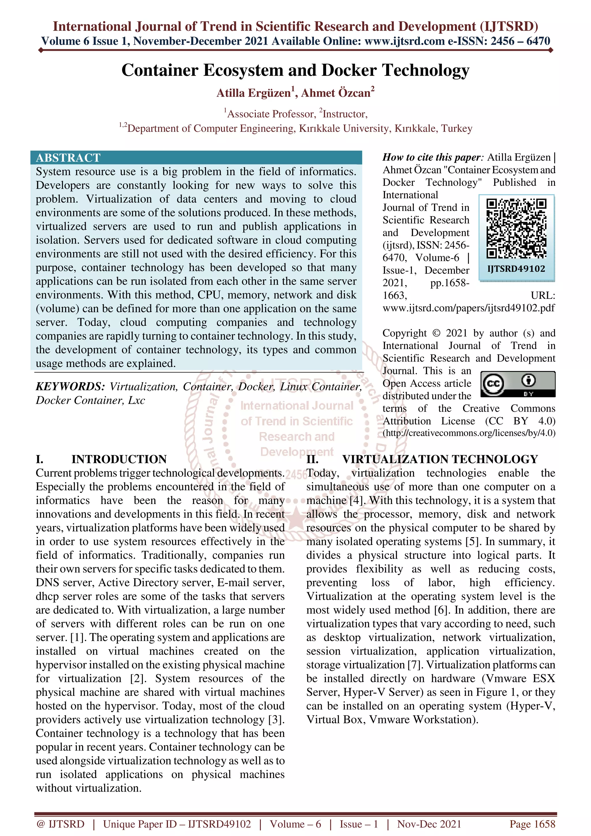 Container Ecosystem And Docker Technology Pdf Cloud Computing Internet