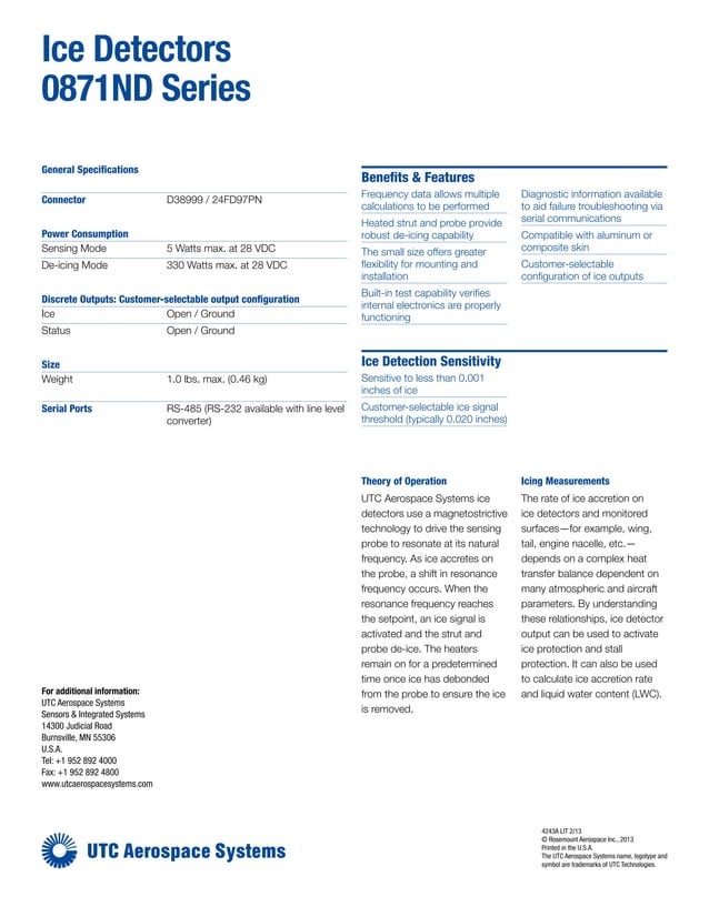 UTAS Model 0871ND Ice Detector | PDF | Geology | Science