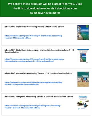 Ebook Pdf Intermediate Accounting Volume 1 11th Canadia Edition Pdf