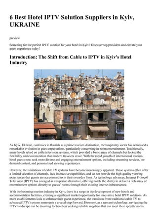 6 Best Hotel IPTV Solution Suppliers in Kyiv, UKRAINE | PDF | Home ...