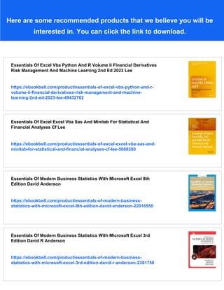 Essentials Of Excel Vba Python And R Volume I Financial Statistics And Portfolio Analysis 2nd Ed ...