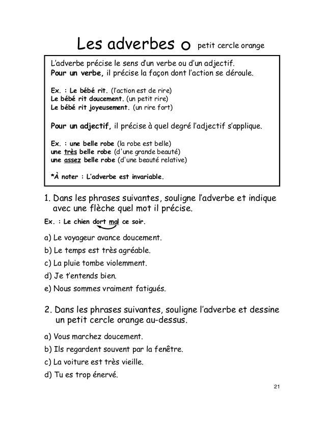 les adverbes et adjectifs