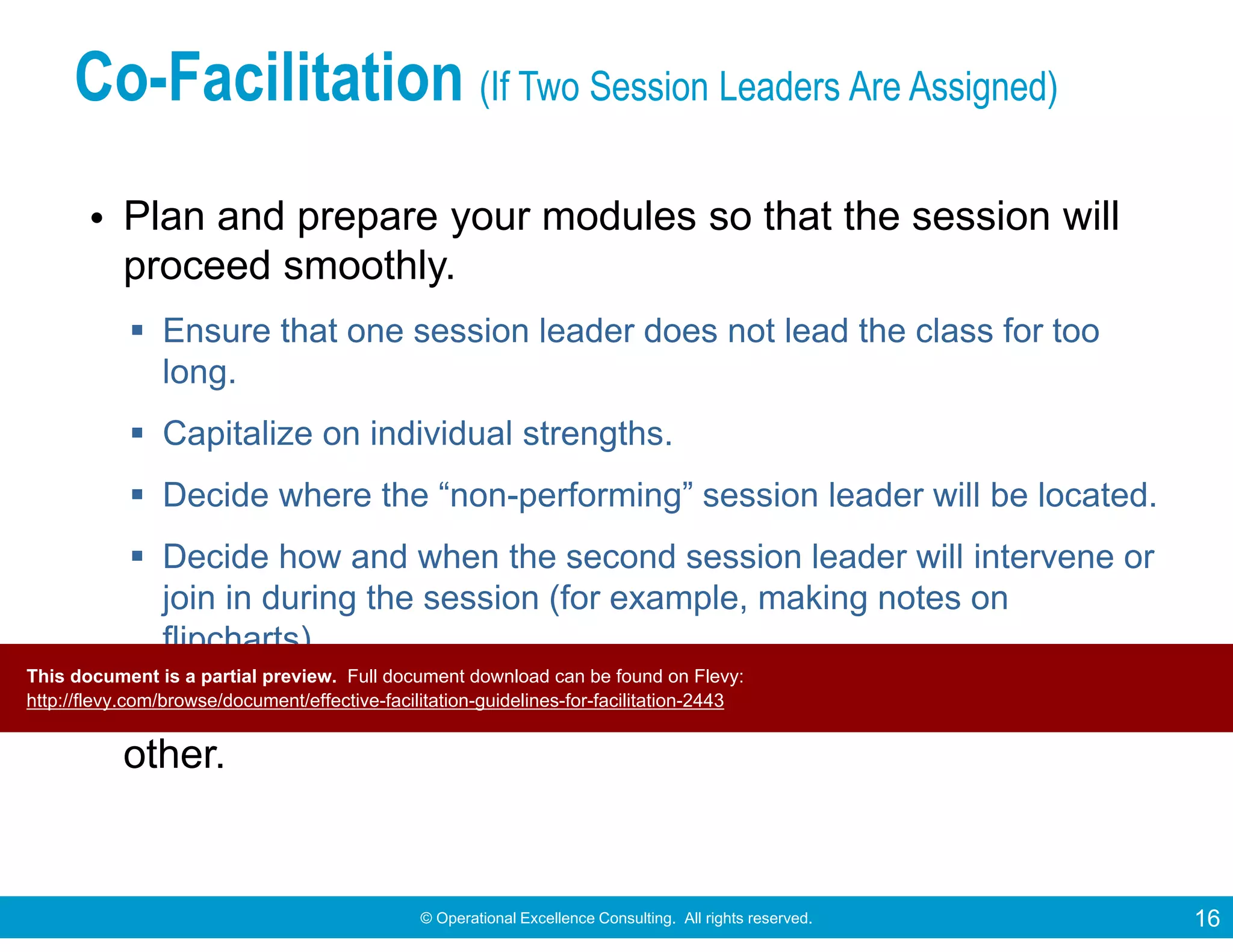 Effective Facilitation: Guidelines for Facilitation | PDF