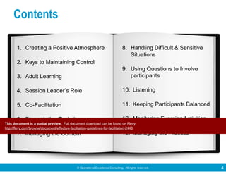 Effective Facilitation: Guidelines for Facilitation | PDF