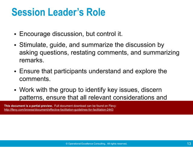 Effective Facilitation: Guidelines for Facilitation | PDF