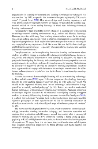 Immersive Education Designing For Learning Paula Macdowell Jennifer ...