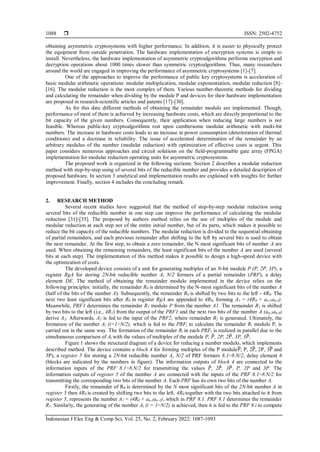 Modular reduction with step-by-step using of several bits of the ...