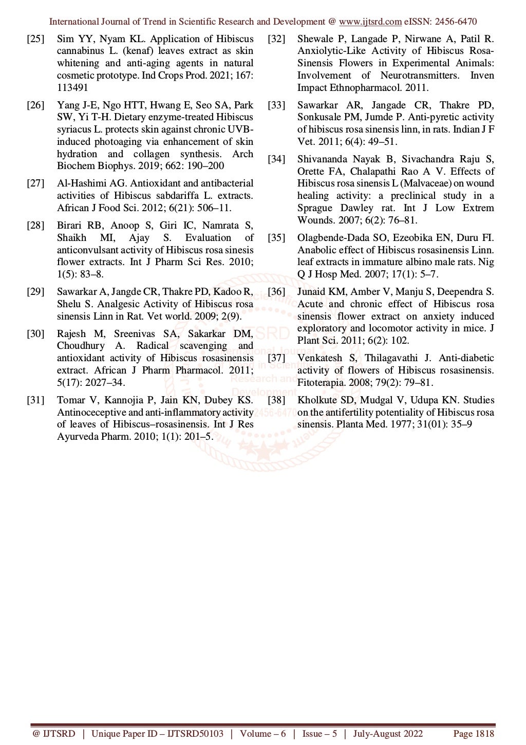 Cosmetic and Medicinal Applications of Hibiscus Rosa Sinesis for the ...