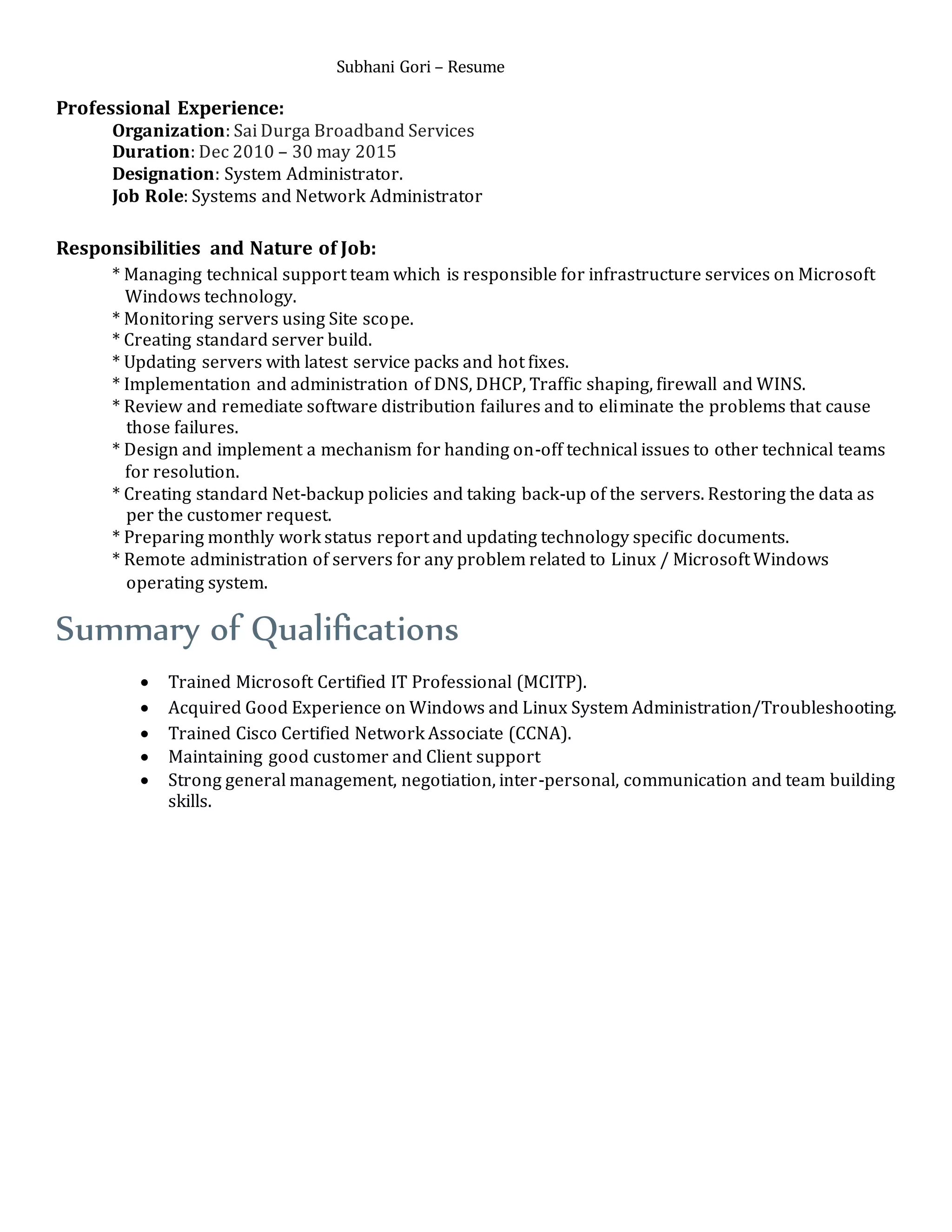subhani_resume | PDF