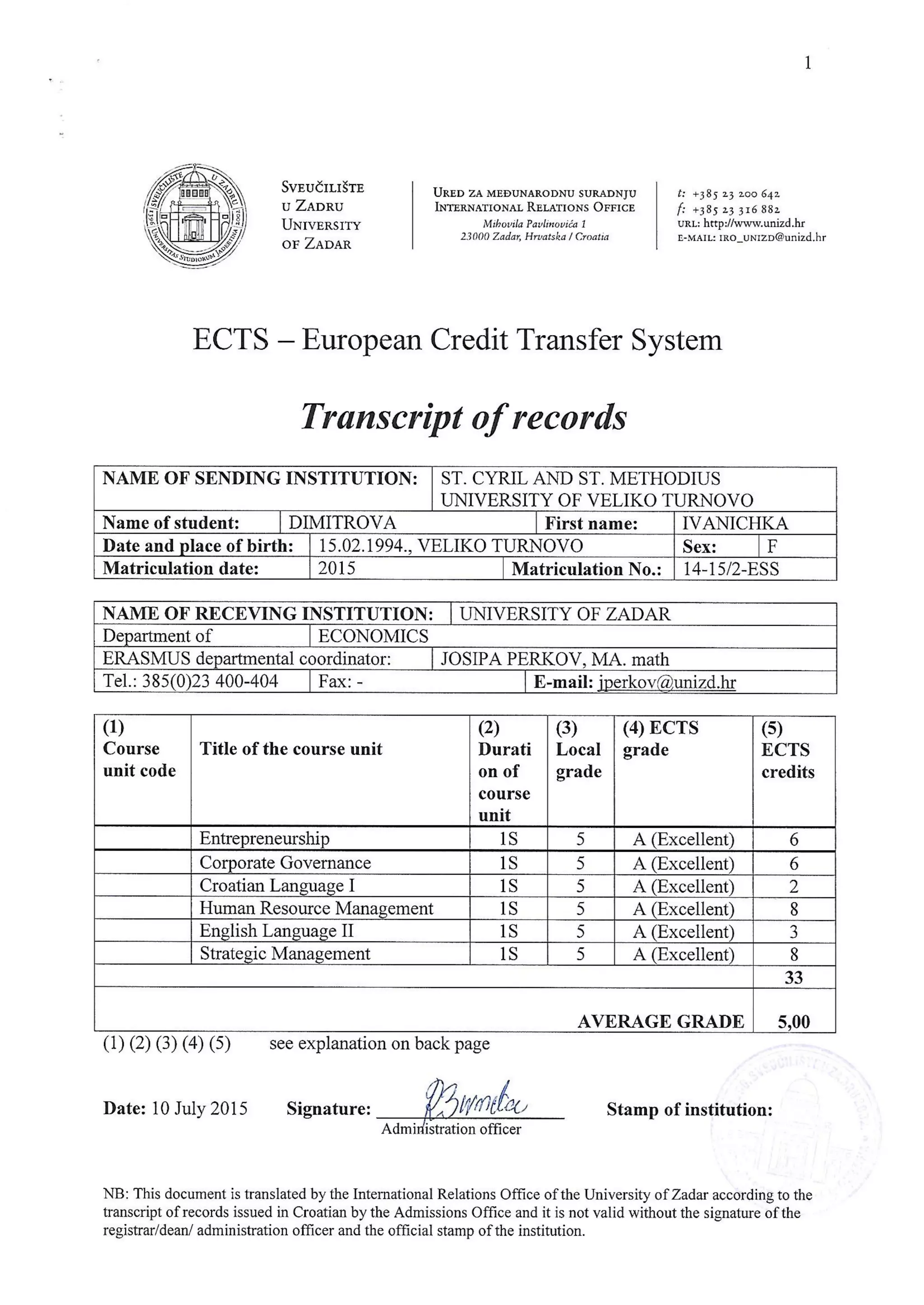 transcript of records | PDF