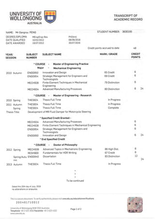 Transcript and certificate | PDF