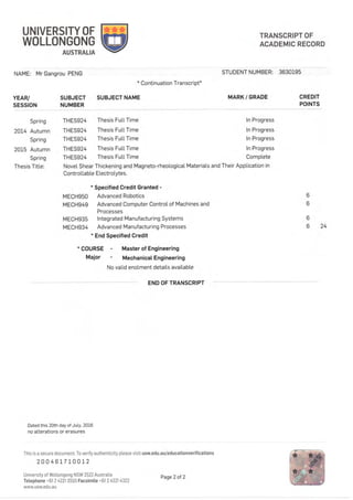 Transcript and certificate | PDF