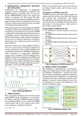 Performance Evaluation of MIMO OFDM using AWGN Channel with Different Modulation Scheme in WiMAX ...