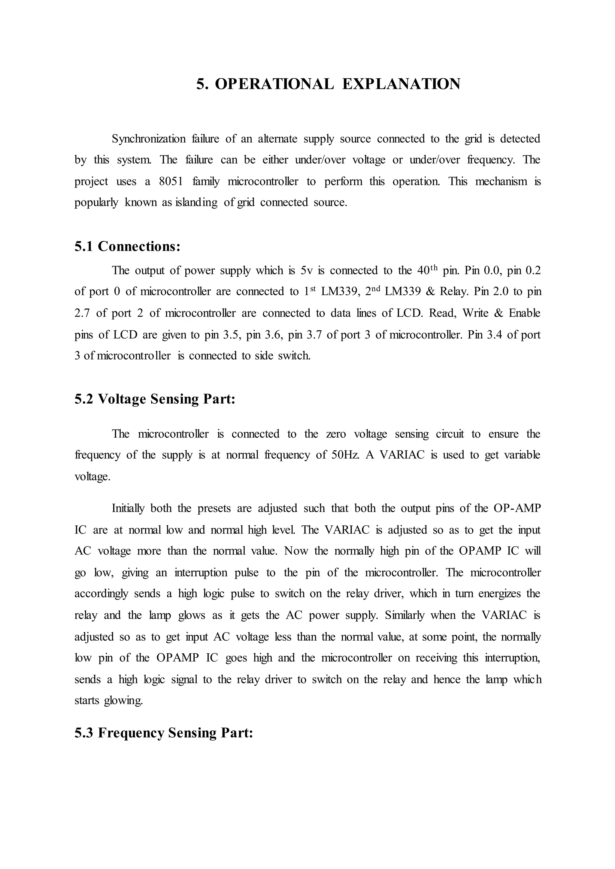 DETECTING POWER GRID SYNCHRONISATION FAILURE ON SENSING BAD VOLTAGE OR FREQUENCY DOCUMENTATION ...