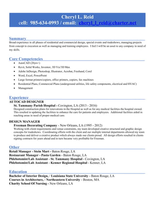 Cheryl Reid Resume-AutoCAD-Graphics | DOC