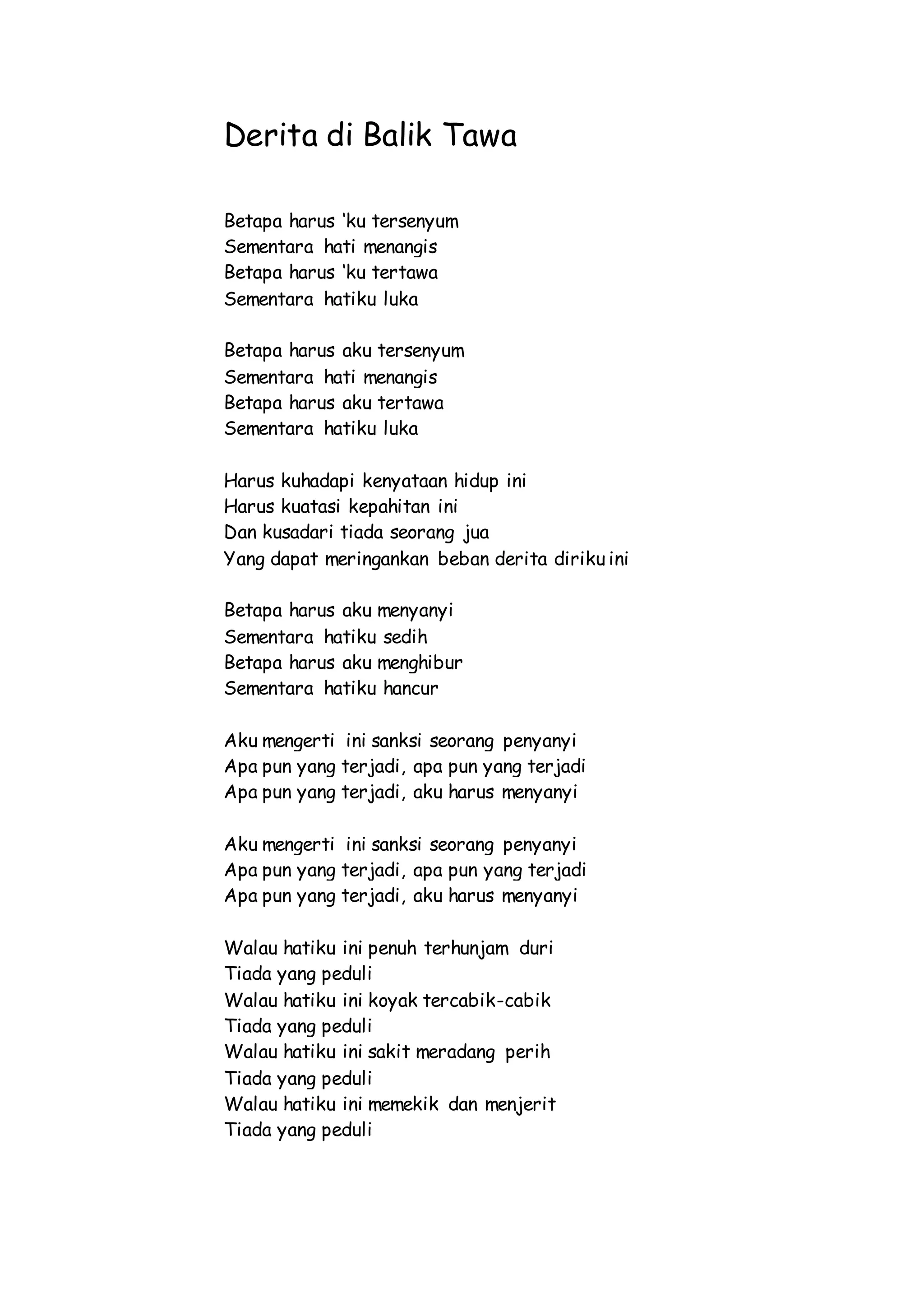 Lirik Lagu Rhoma Irama LENGKAP A-Z (260+ Lagu) | DOCX