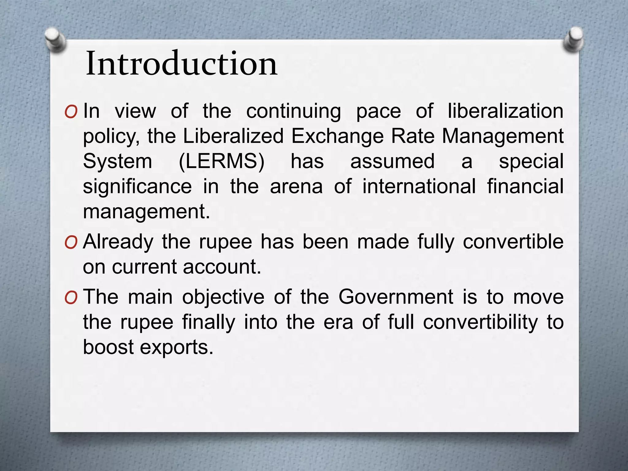 LERMS liberalized exchange rate management system | PPTX