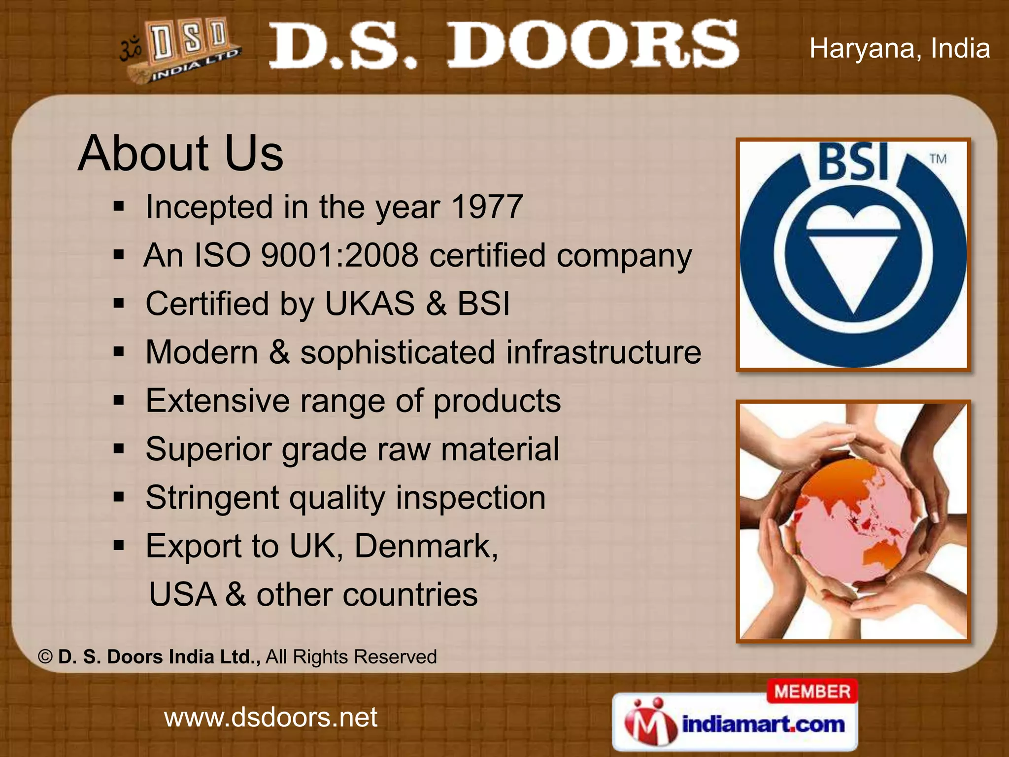 Solid Wooden Doors by D. S. Doors India Ltd. Faridabad | PPT