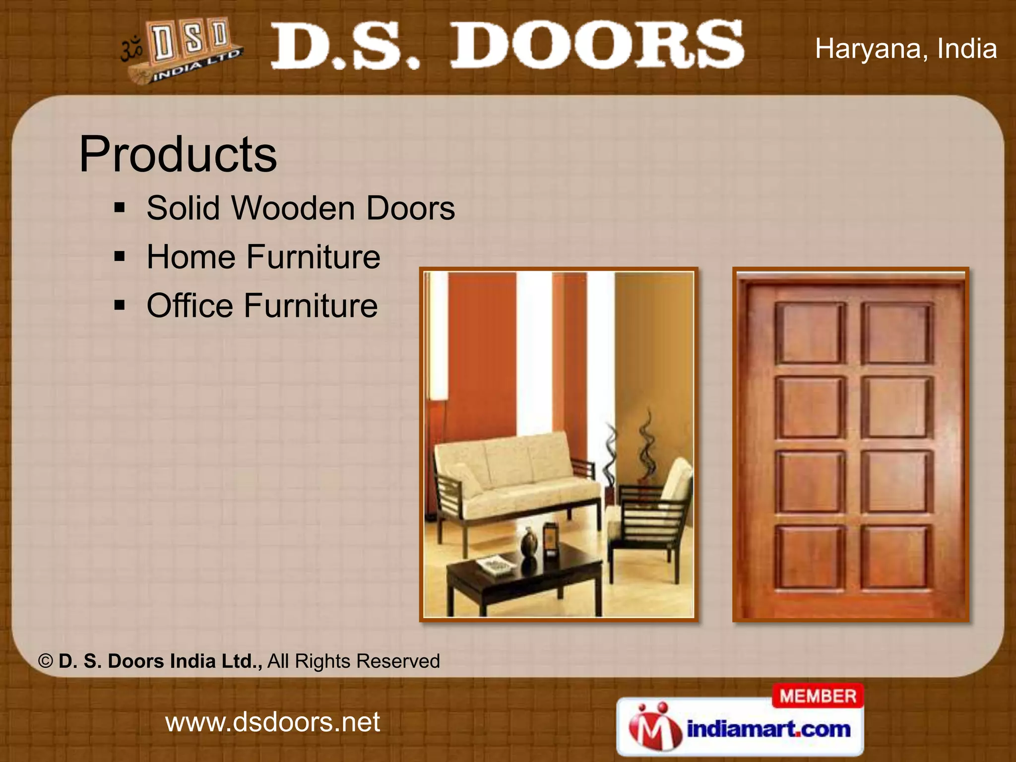 Solid Wooden Doors by D. S. Doors India Ltd. Faridabad | PPT