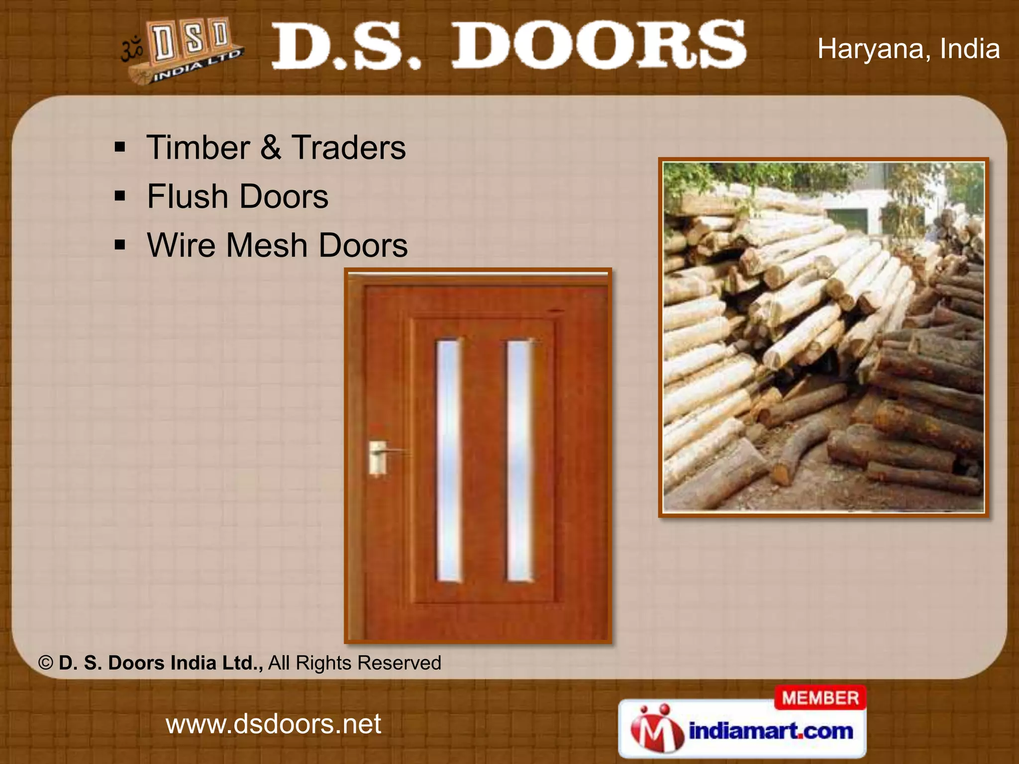 Solid Wooden Doors by D. S. Doors India Ltd. Faridabad | PPT