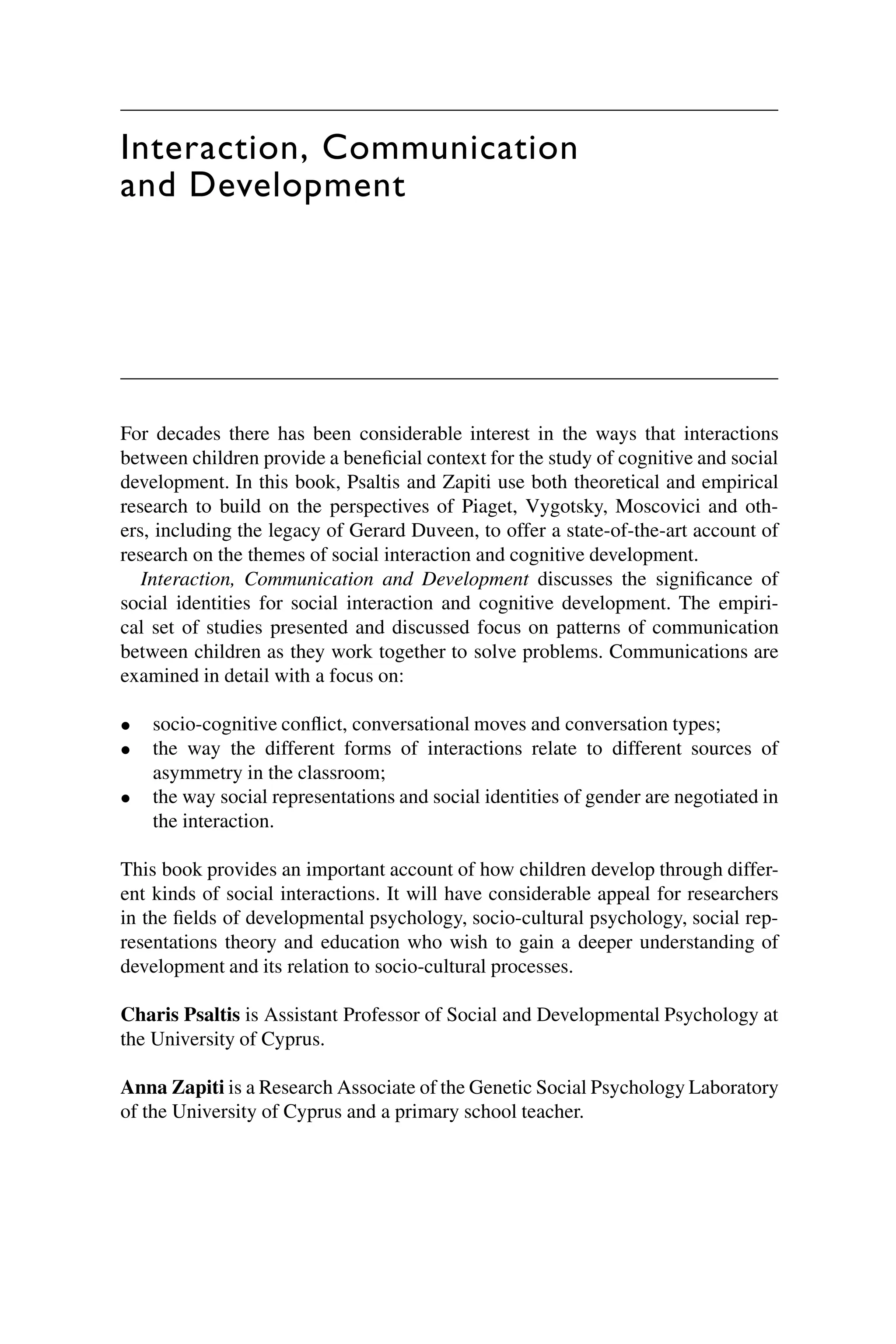 Interaction Communication And Development Psychological Development As ...