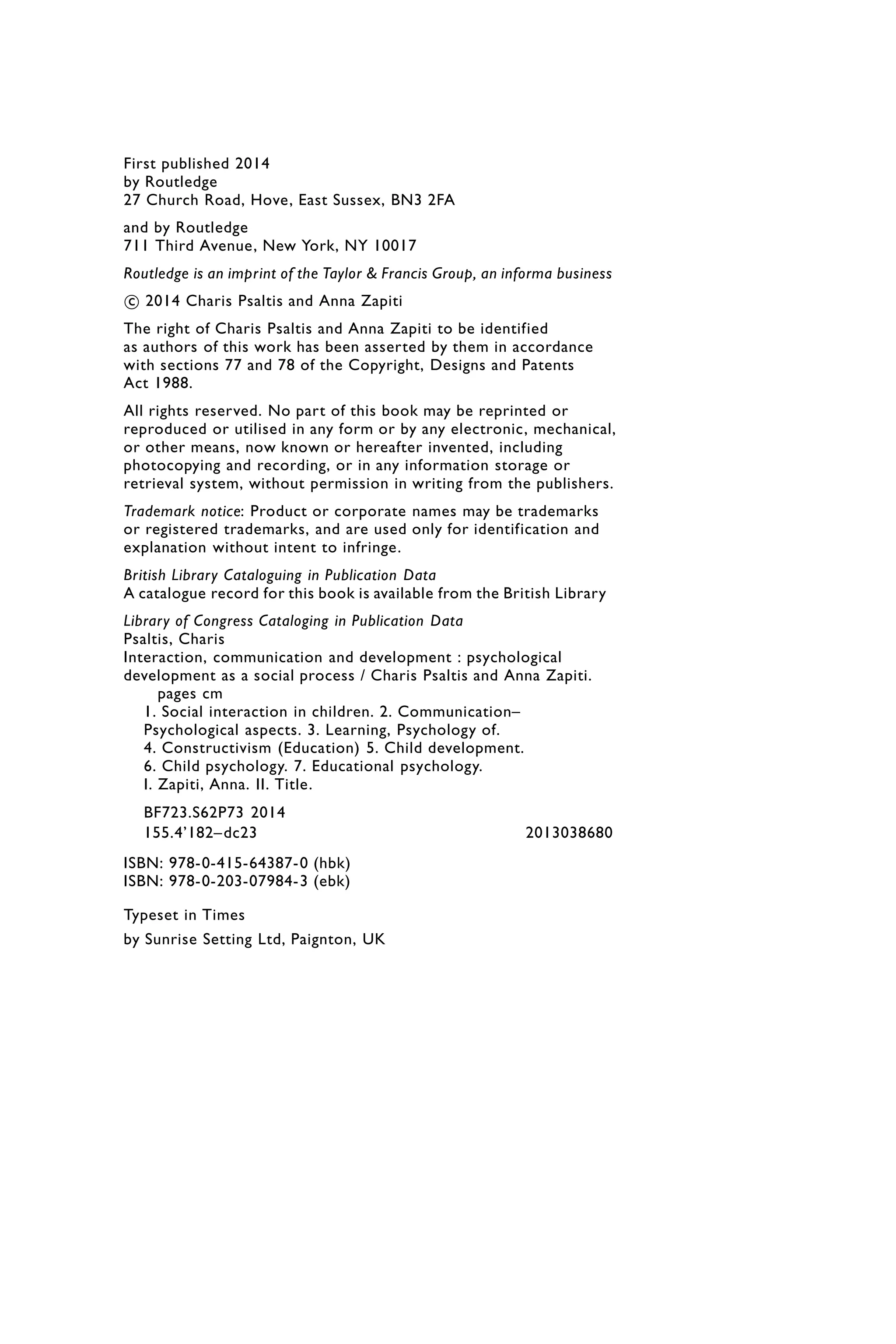Interaction Communication And Development Psychological Development As ...