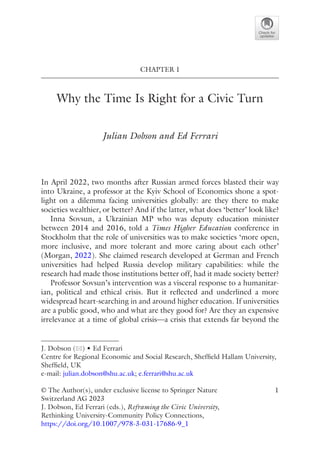 Reframing The Civic University An Agenda For Impact Julian Dobson | PDF