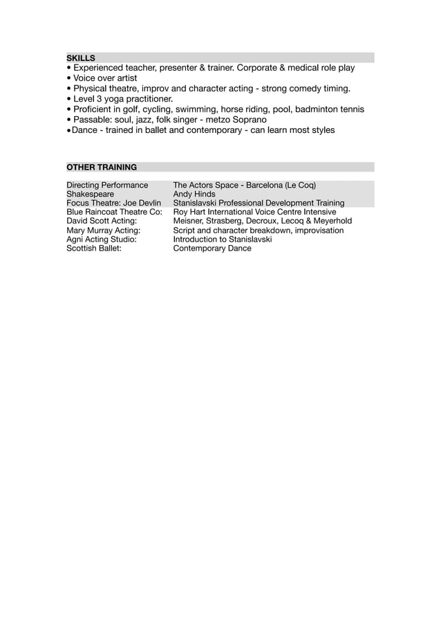 Acting CV template headshot 1 | PDF