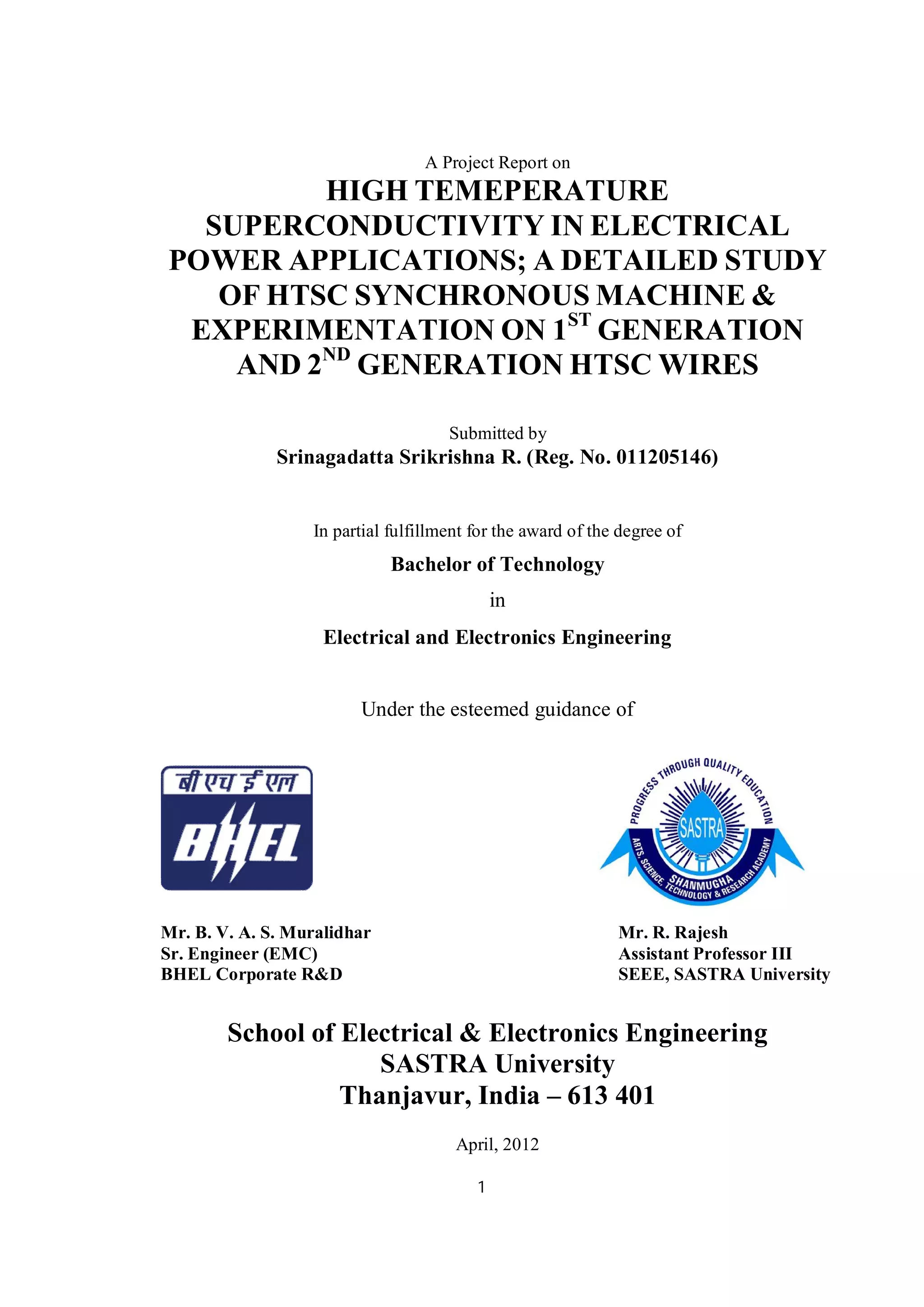 HTSC motor design - Project Report | PDF