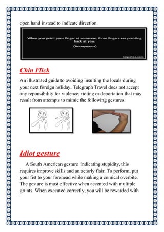 GESTURES AROUND THE WORL • ENGLISH PROJECT | PDF