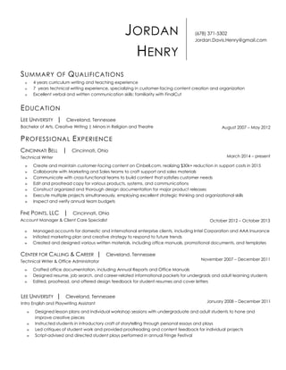 Resume - Jordan Henry - June 2016 | PDF